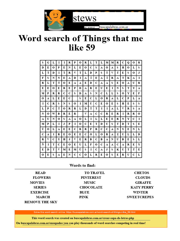 Word Search: Things I Like | PDF