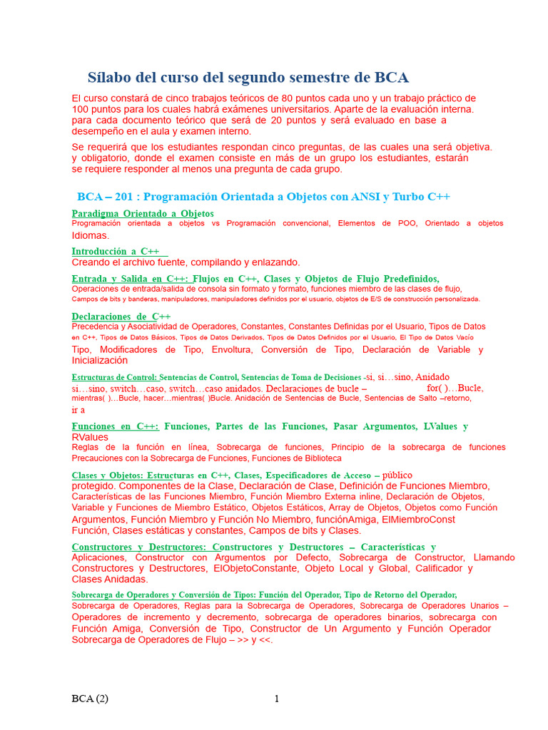 Bca (2 Sem) | PDF | C ++ | Objeto (informática)