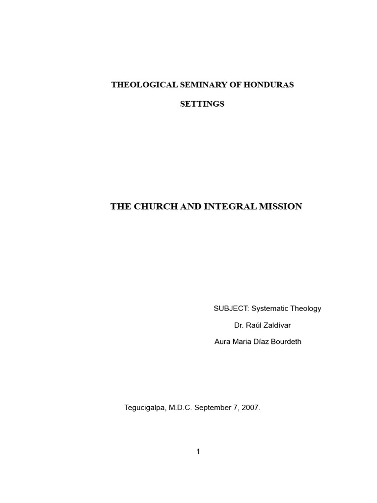 The Church and Integral Mission | PDF | Jesus | The Gospel