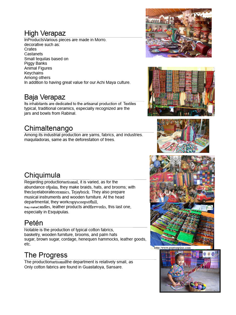 Handicrafts From The 22 Departments of Guatemala | PDF | Textiles | Candle
