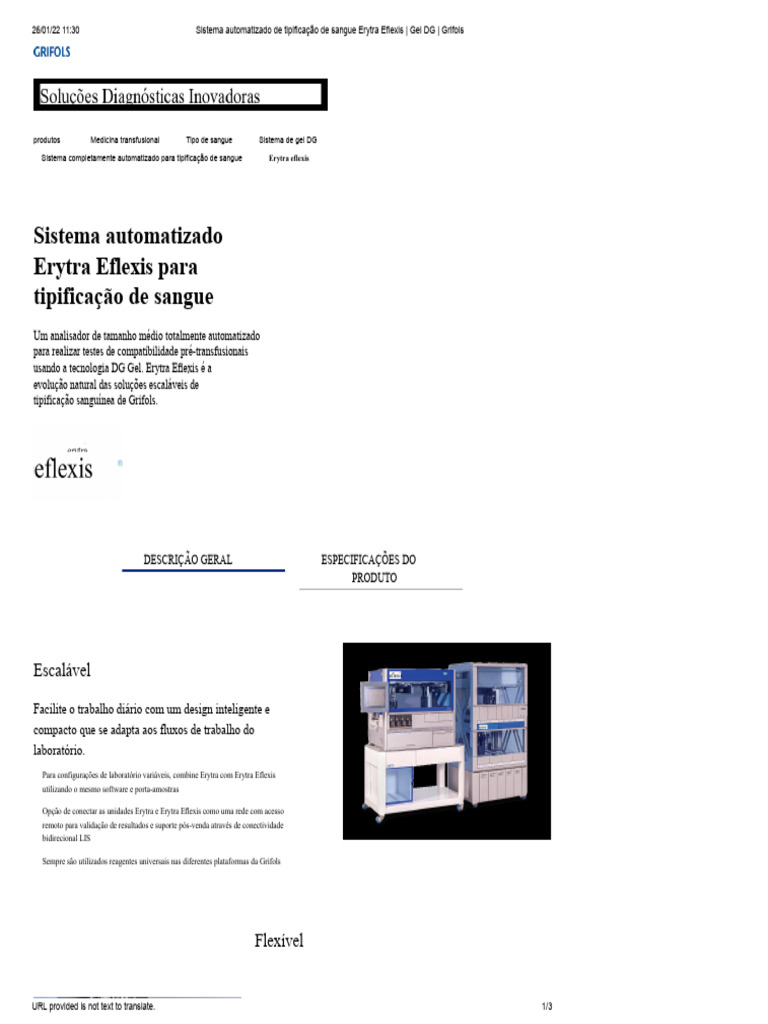 Sistema Erytra Eflexis para Tipificação Sanguínea | PDF | Bancos de ...