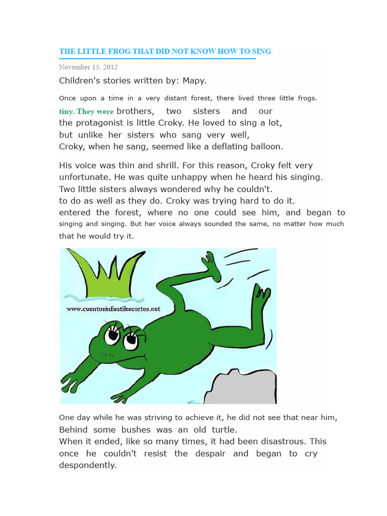 The Little Frog That Did Not Know How To Sing | PDF