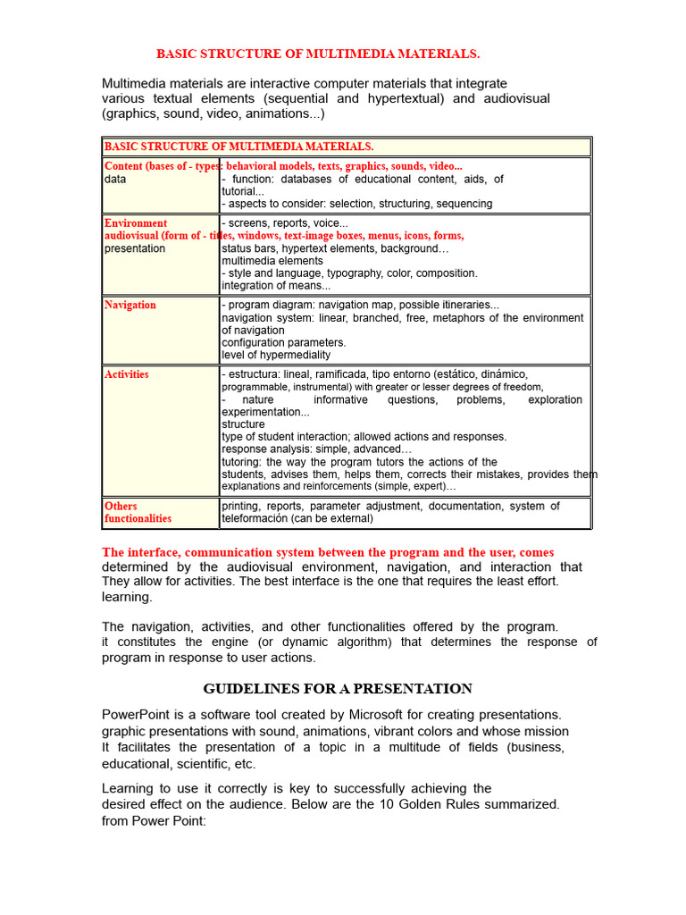 Basic Structure of Multimedia Materials | PDF | Multimedia | Memory
