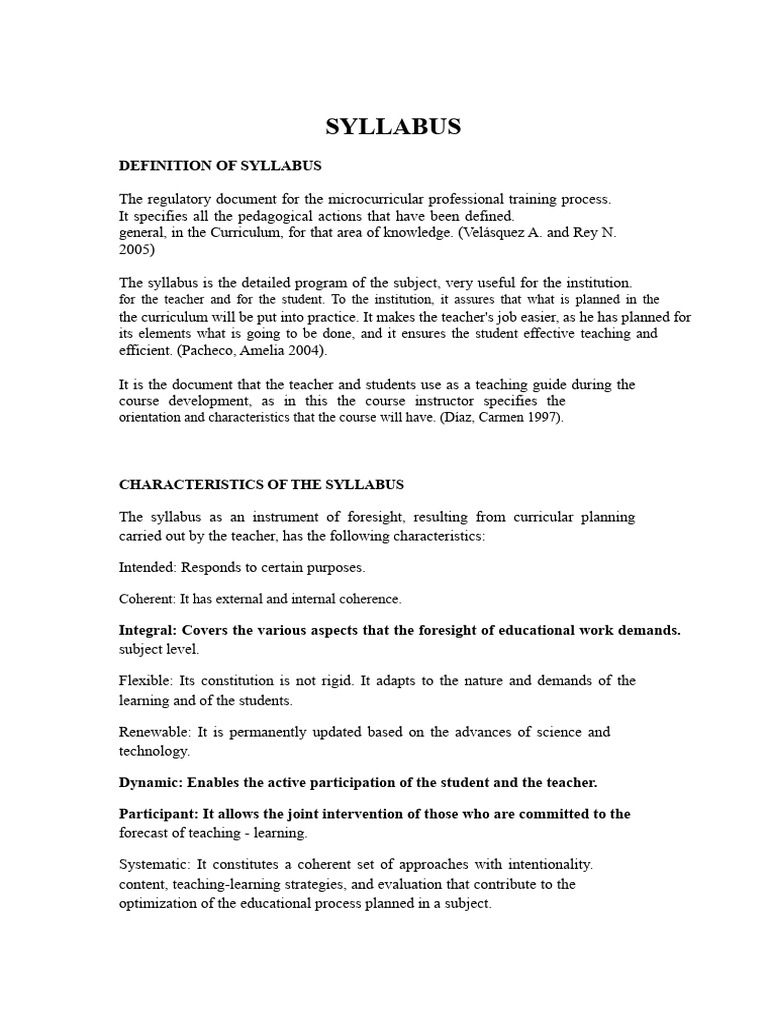 SYLLABUS Definition Characteristics and Importance | PDF | Curriculum ...