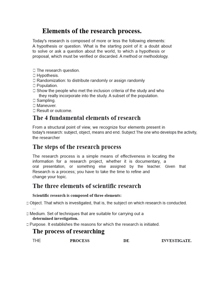 Elements of The Research Process | PDF | Scientific Method | Hypothesis