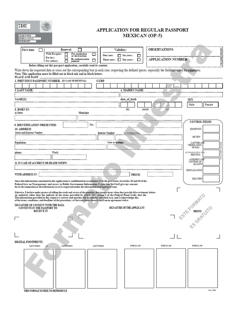 Mexican Passport Application Guide | PDF | Identity Document | Document