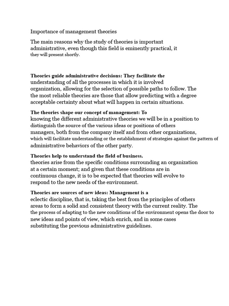 Significance of Management Theories | PDF | Social Psychology ...