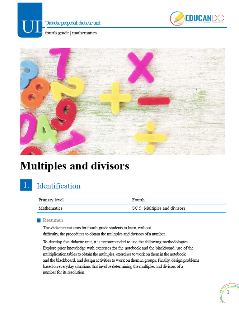 Multiples and Divisors: Identification | PDF | Multiplication | Numbers