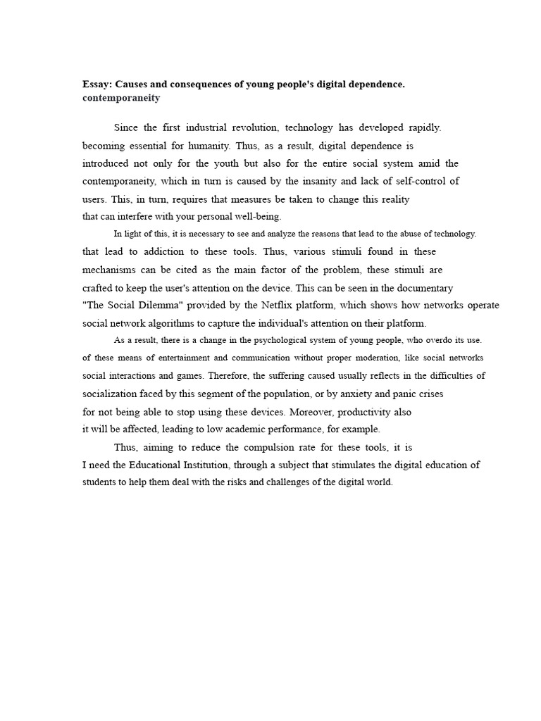 Causes and Consequences of Digital Dependency Among Young People in Contemporary Times - Marcelo ...
