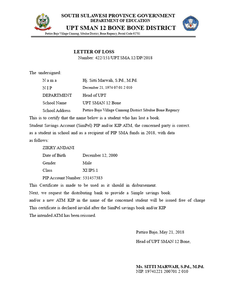 Certificate of Lost Student Book | PDF