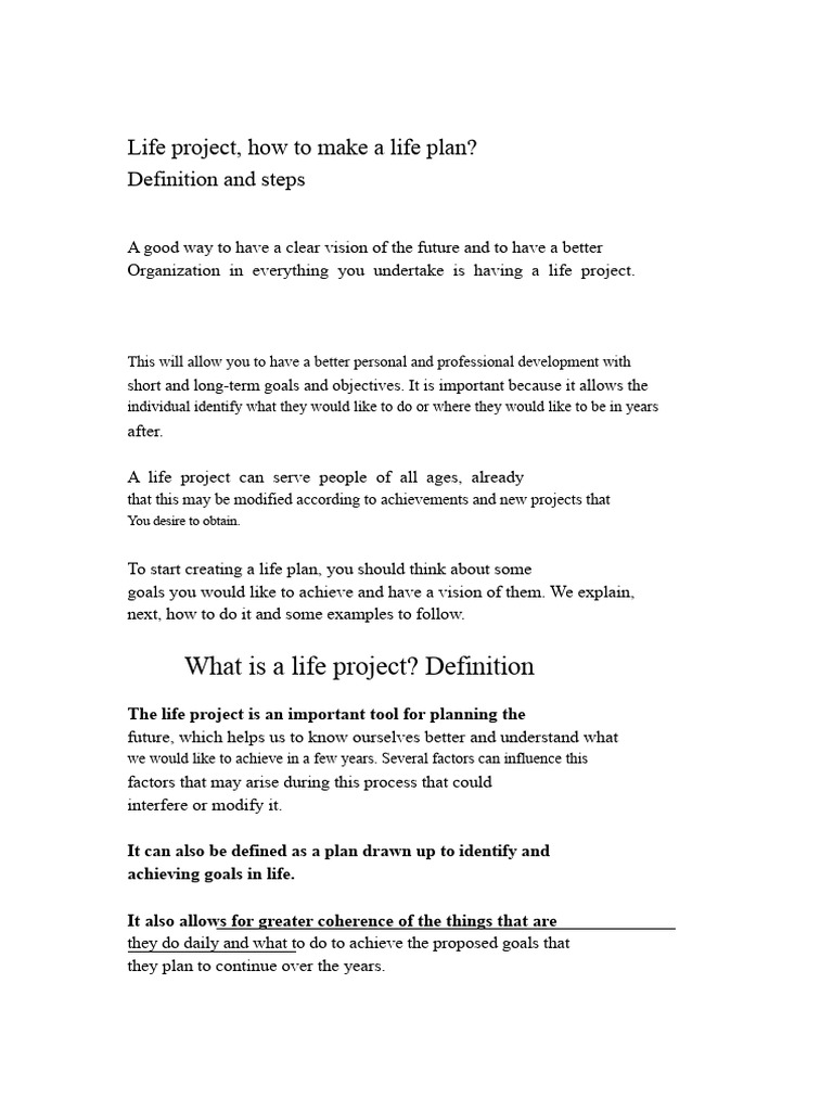 Life Project | PDF | Goal | Value (Ethics)