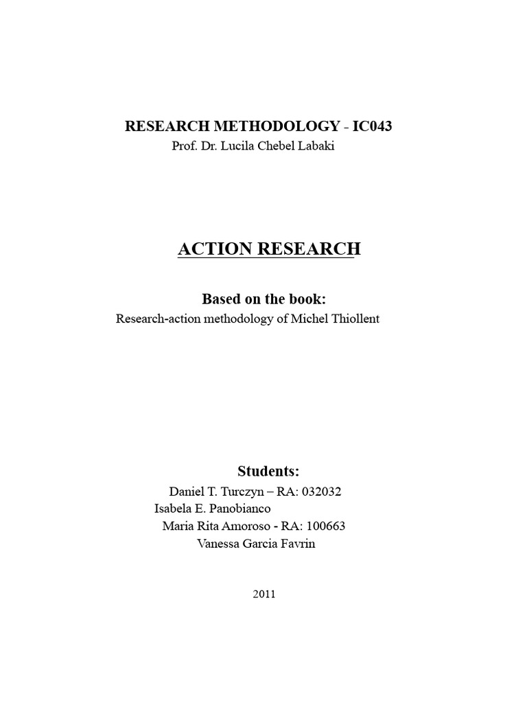 Summary of Michel Thiollent's Action Research Methodology | PDF | Hypothesis | Methodology