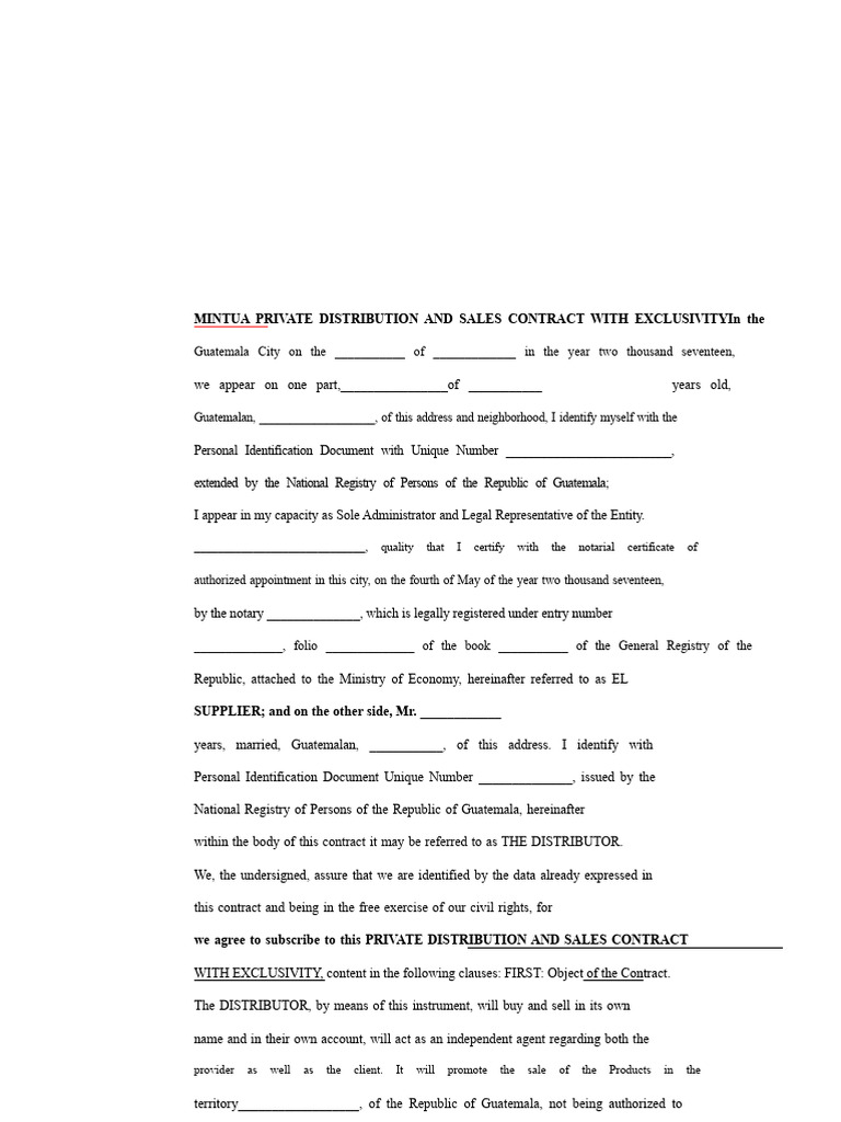 Distribution and Exclusivity Agreement | PDF | Private Law | Common Law