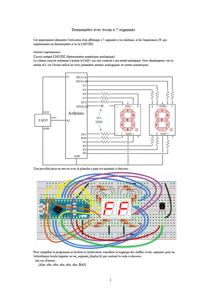 Thermomètre Arduino avec affichage 7 segments | PDF | Thermomètre | Arduino