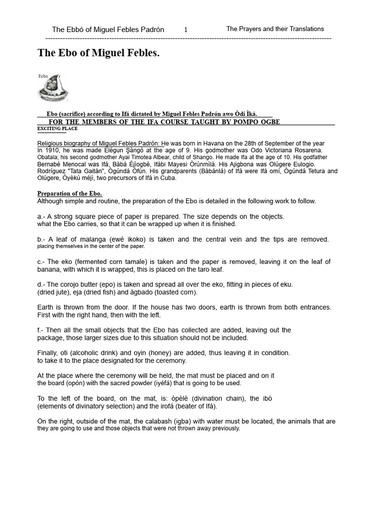 The Ebo of Miguel Febles | PDF | Prophecy | Prayer