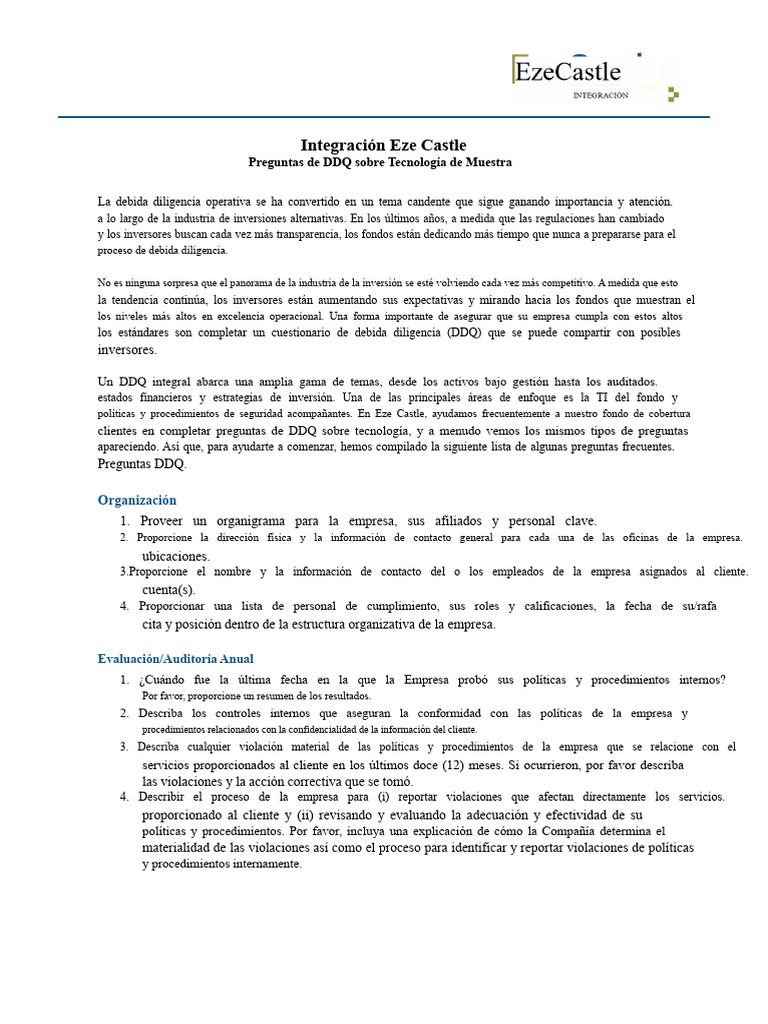 Eze Castle Muestra Tecnología DDQ PDF | PDF | La seguridad informática ...