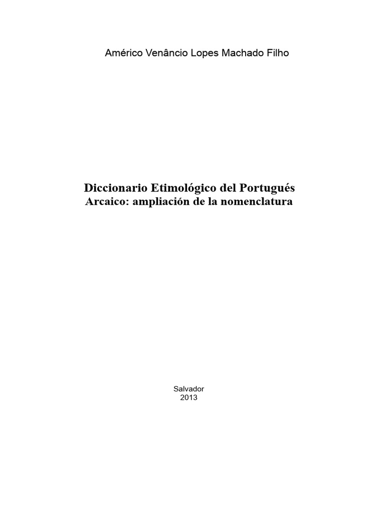 Diccionario Etimológico del Portugués Arcaico | PDF | Léxico | Lexicografía