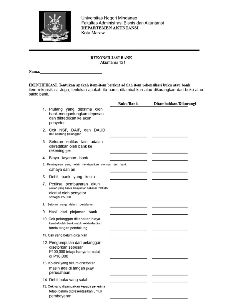 Bank Reconciliation - Bank Test Bank | PDF