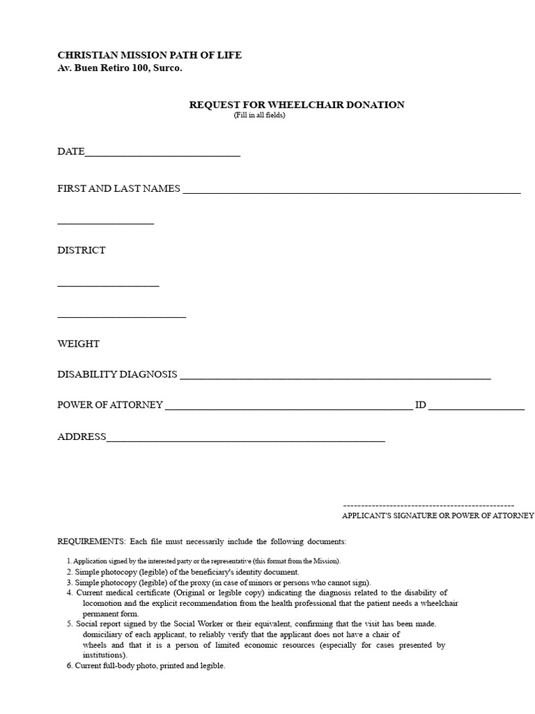 Wheelchair Donation Request Form | PDF
