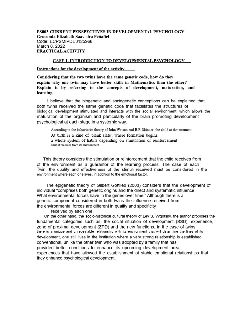 Developmental Psychology Case Studies | PDF | Developmental Psychology ...
