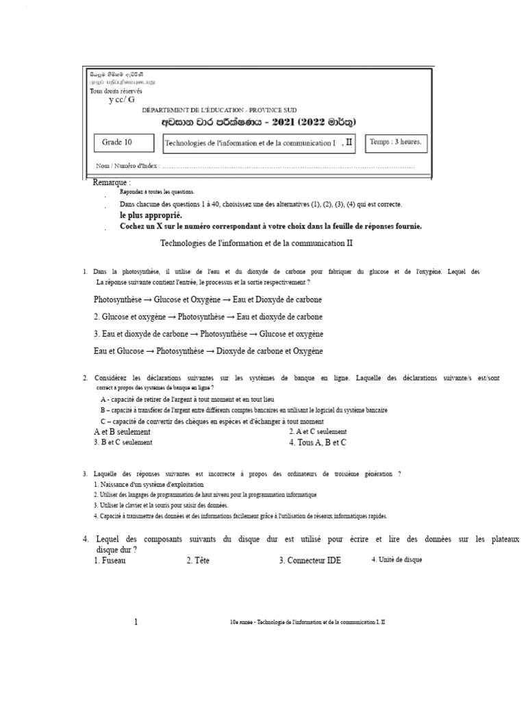Questions sur la technologie et l'informatique | PDF | Informatique ...