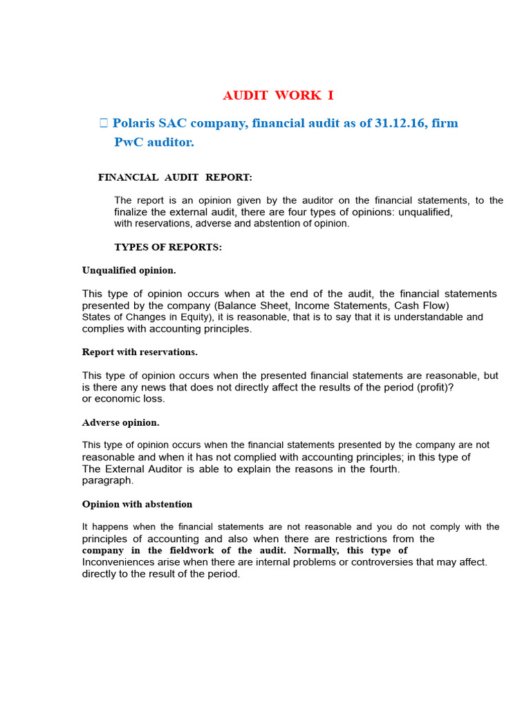 Types of Financial Audit Opinions | PDF | Audit | Accounting