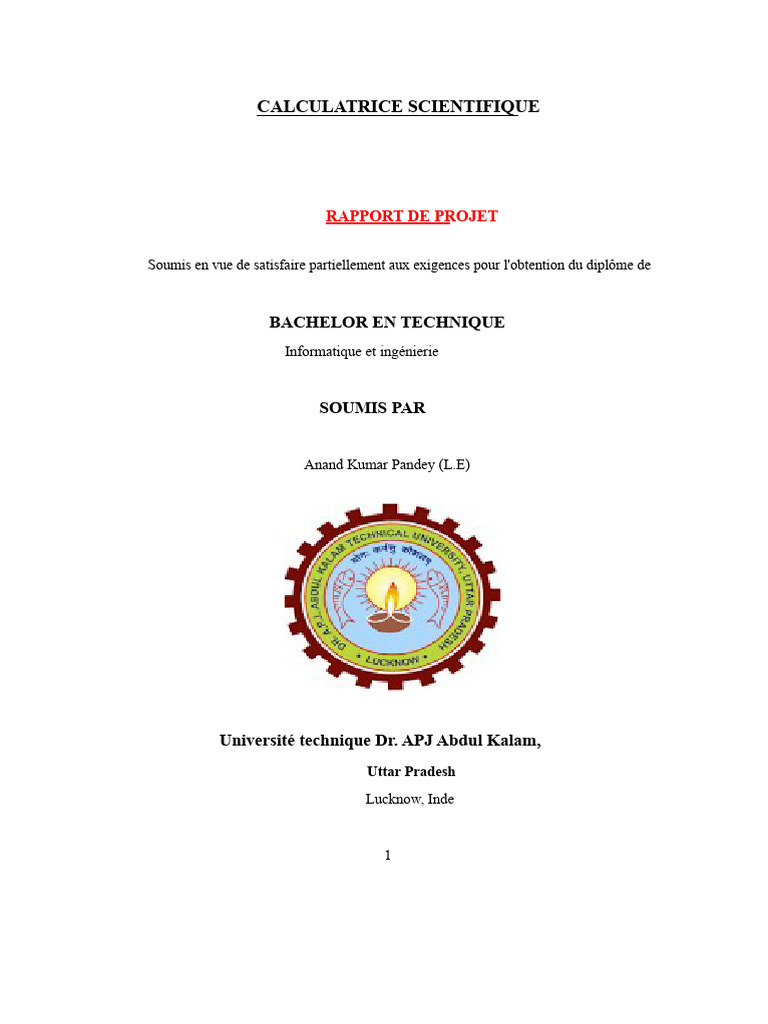 Fichier de Rapport de Calculatrice SCIENTIFIQUE | PDF | Calculatrice ...