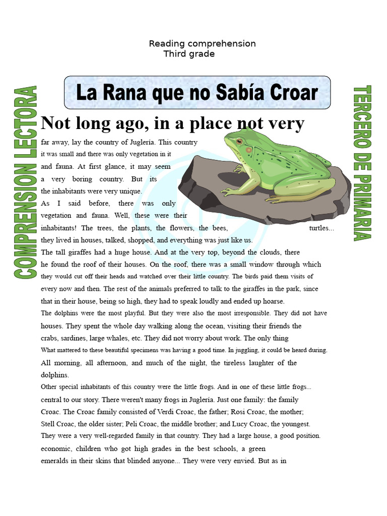 File The Frog That Didn't Know How To Croak For Third Grade | PDF