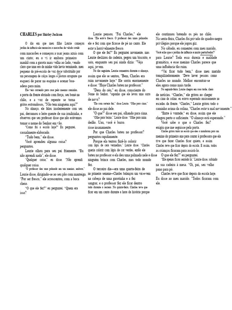 CHARLES (Shirley Jackson) - Conto | PDF