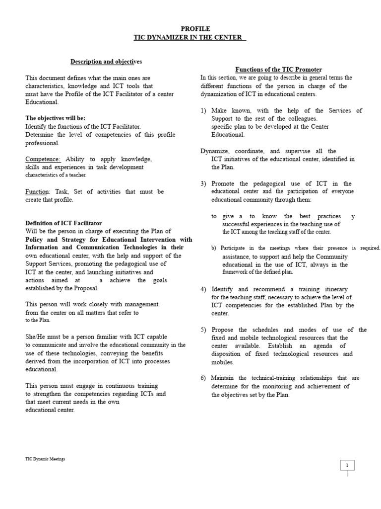 Dynamic Profile of ICT in The Center | PDF | Educational Technology ...
