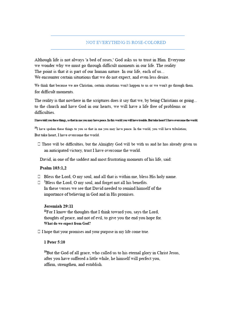 Not Everything Is Rose-Colored | PDF | God In Christianity | God