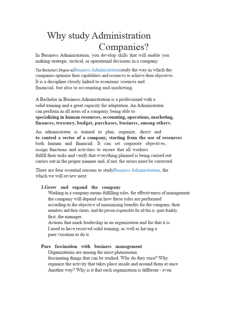 Reasons to Study Business Administration | PDF | Business | Curriculum