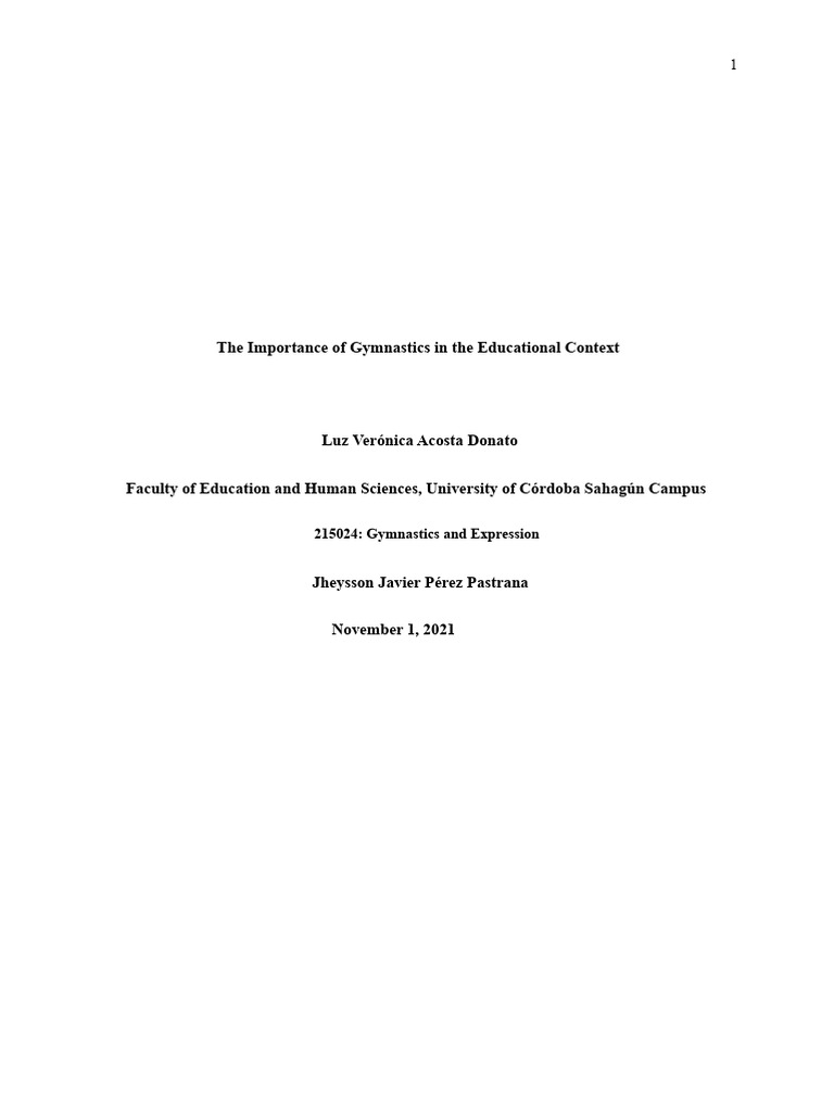 The Importance of Gymnastics in The Educational Context | PDF ...