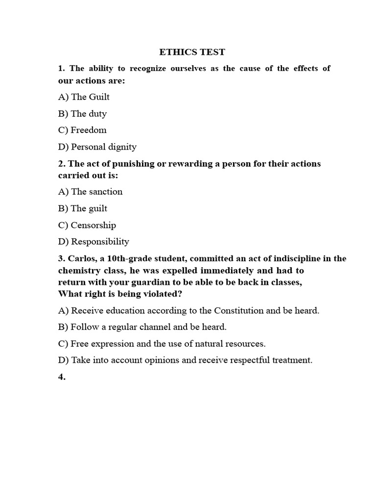 Ethics Test: Understanding Morality and Coexistence | PDF | Morality ...