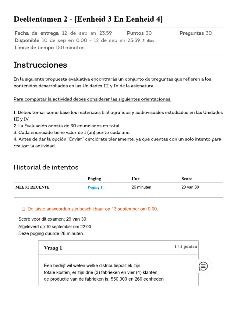 Tussentoets 2 - (Eenheid 3 en Eenheid 4) - OPERATIONS RESEARCH I29van30 ...