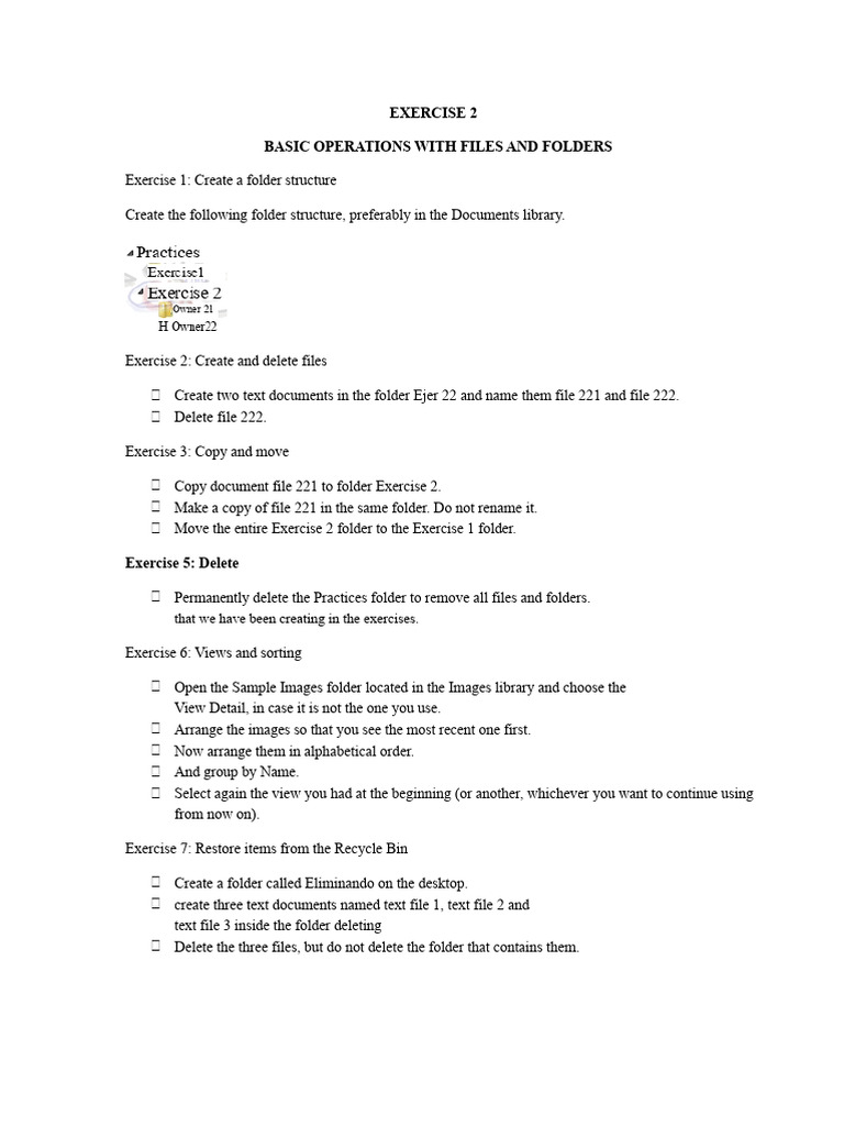 File and Folder Management Exercises | PDF