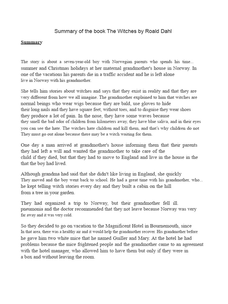 Summary of The Book The Witches by Roald Dahl | PDF | Mouse