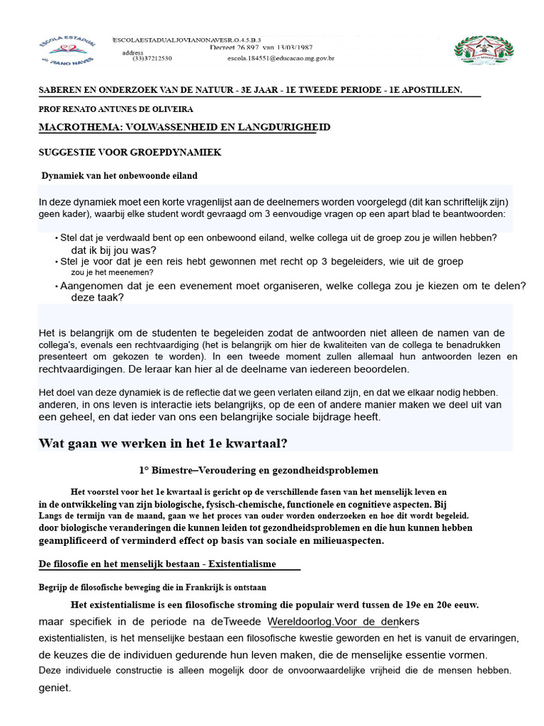 WETENSCHAPPEN EN ONDERZOEK VAN DE NATUUR - 3E JAAR - 1E TRIMESTER - 1E ...
