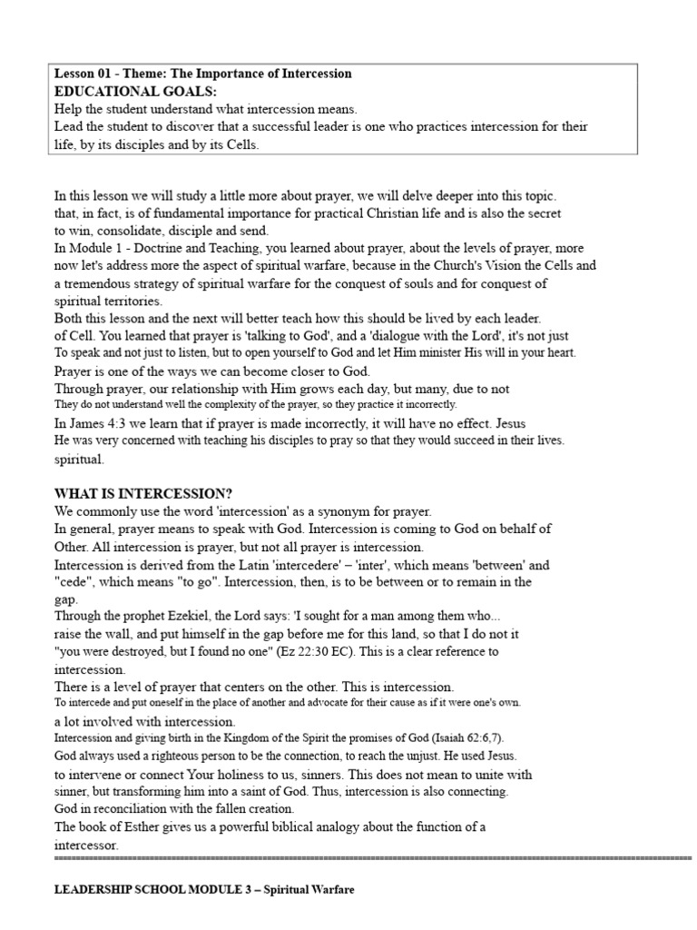 Leaders School Handbook Module 3 | PDF | Esther | Intercession