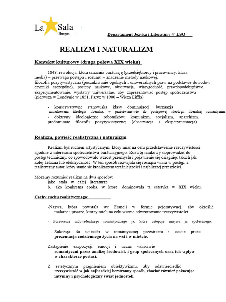 Realizm I Naturalizm | PDF