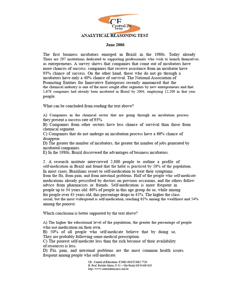 Analytical Reasoning Test Anpad June 2006 Pdf