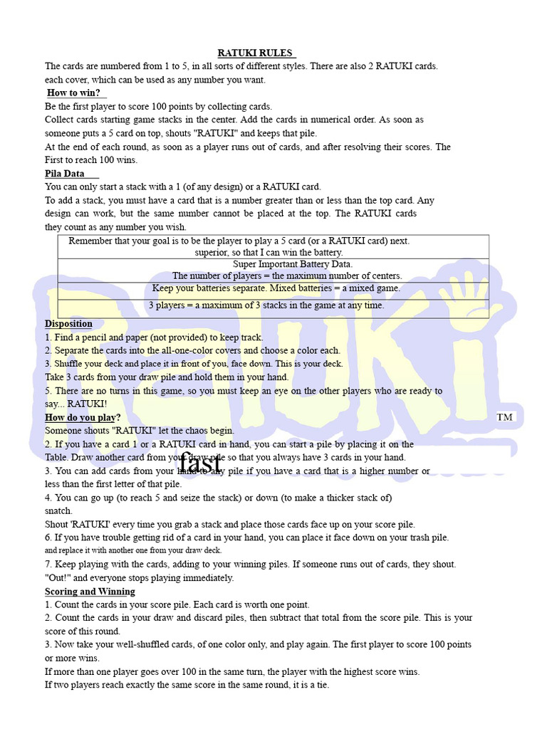 Rules of Ratuki | PDF | Card Games | Games Of Chance