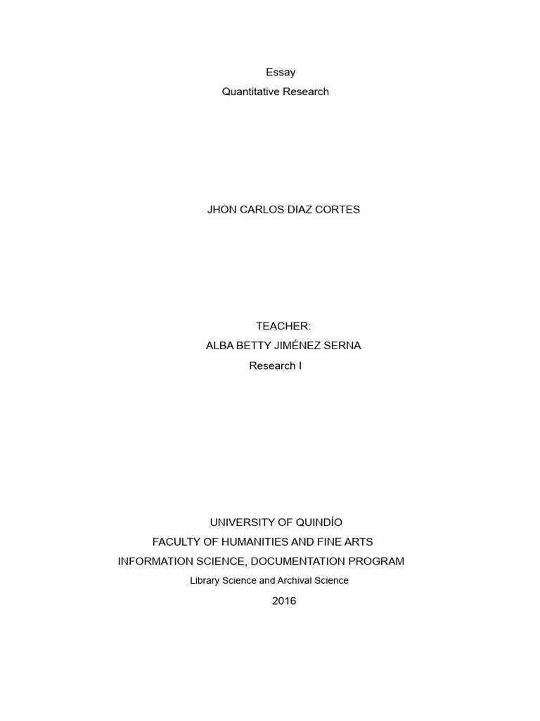 Quantitative Research Essay | PDF | Quantitative Research | Methodology