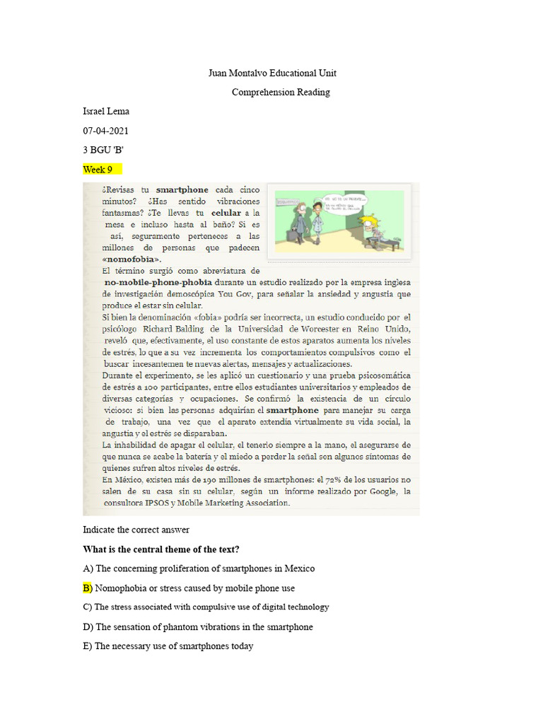 Comprehensive Reading Week 9 | PDF | Mental Health | Psychology