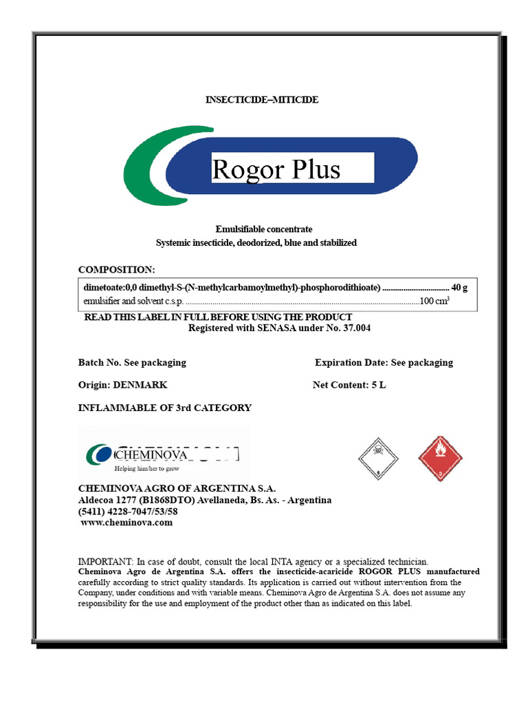Rogor Plus Insecticide Overview | PDF