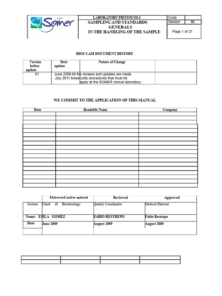 Laboratory Sample Handling Protocols | PDF | Blood Plasma | Vagina
