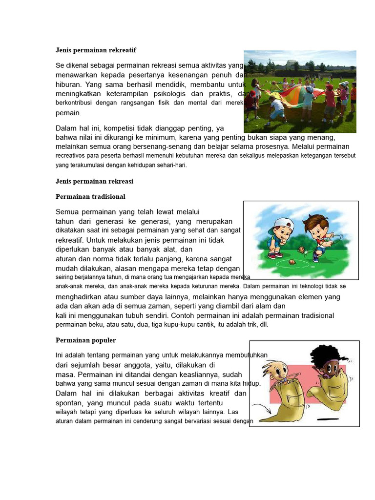 Jenis Permainan Rekreasi | PDF