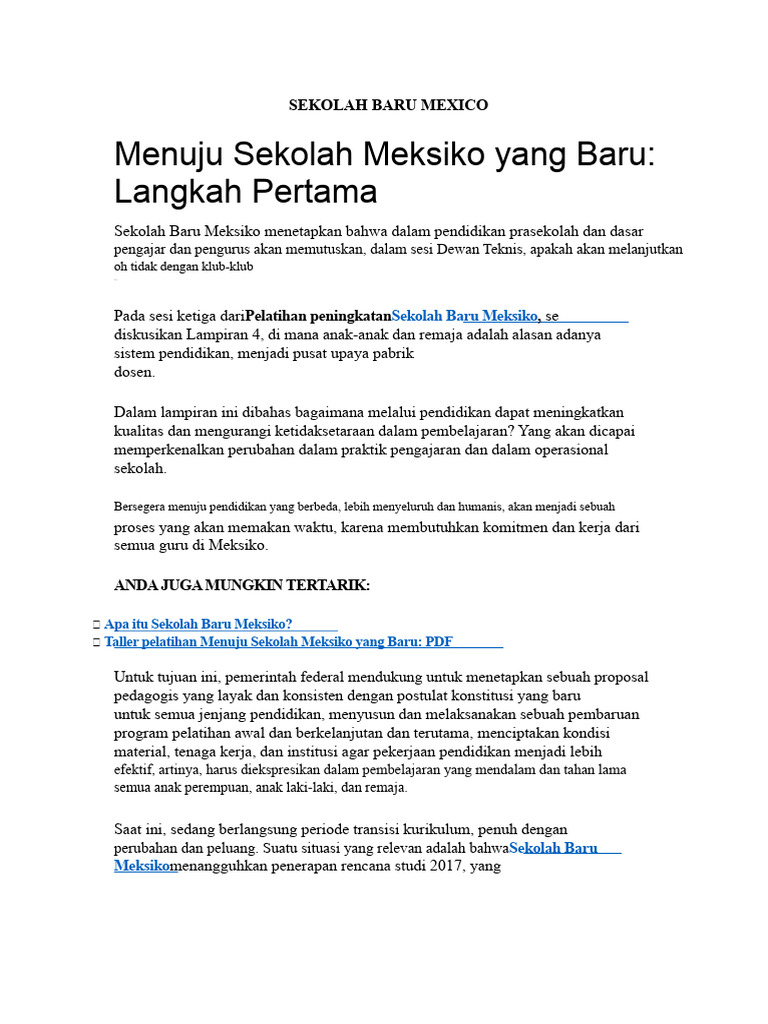 Transformasi Pendidikan di Sekolah Baru Meksiko | PDF