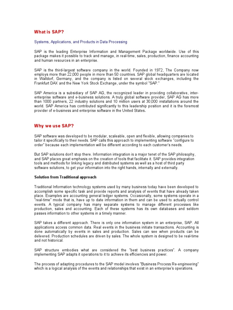SAP Overview and Key Features | PDF | Sap Se | Databases