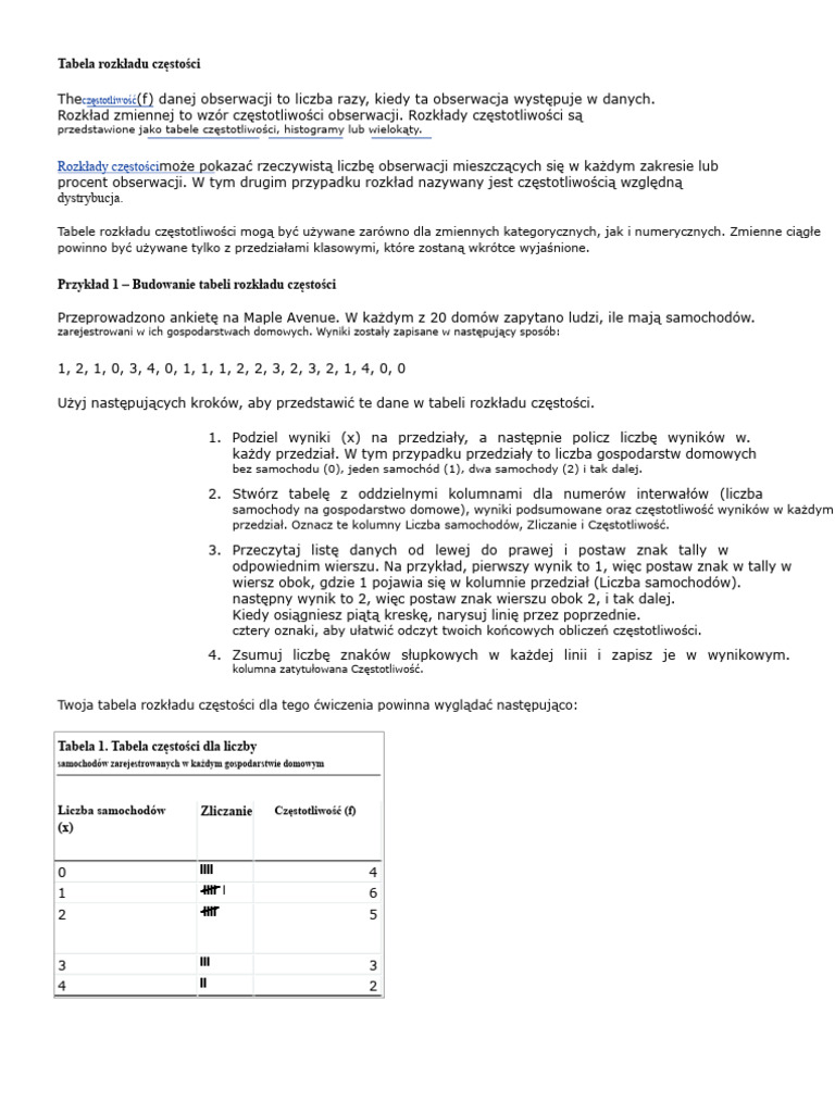 Przykłady Tabeli Rozkładu Częstości | PDF